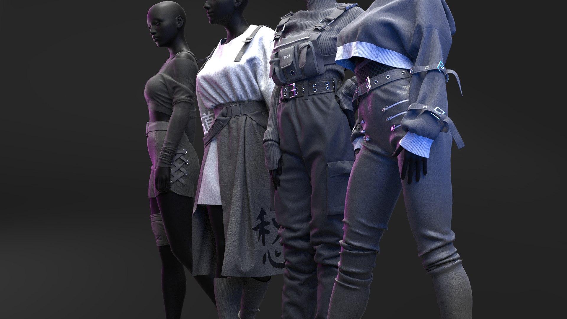 Pack Of Black Aesthetic Outfits 3D Model - TurboSquid 1768581