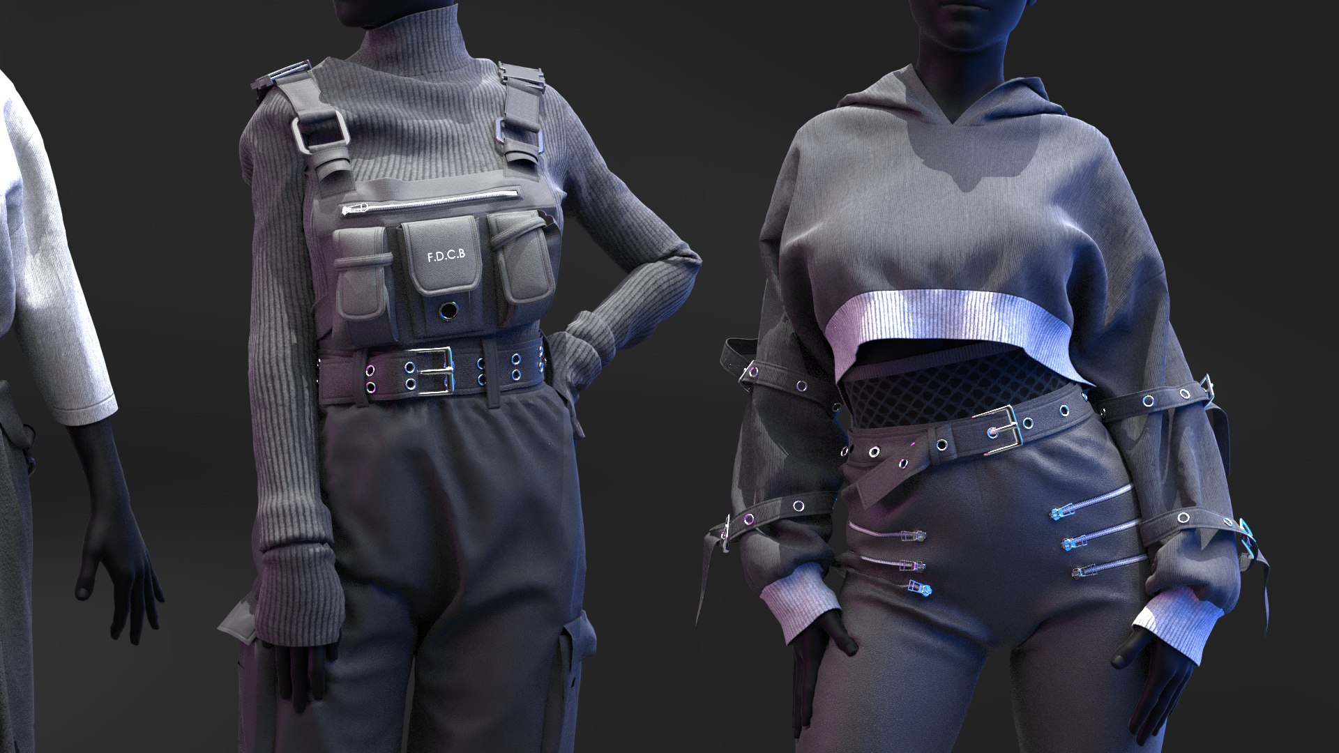 Pack Of Black Aesthetic Outfits 3D Model - TurboSquid 1768581
