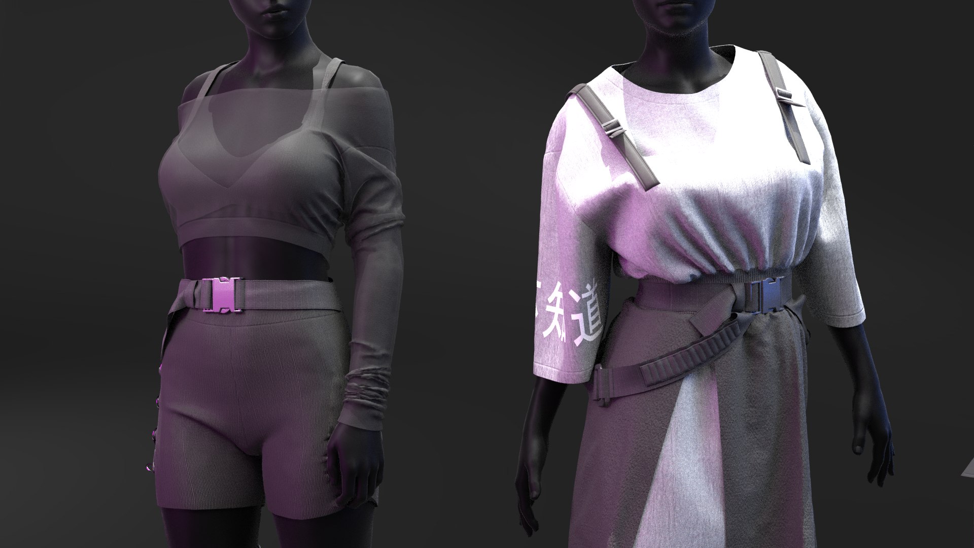 Pack Of Black Aesthetic Outfits 3D Model - TurboSquid 1768581