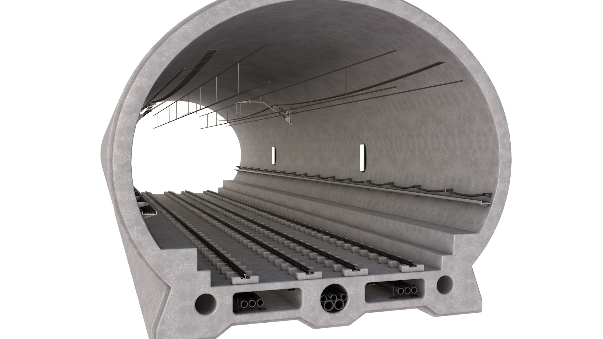 Railway Tunnel Section Straight 3D Model - TurboSquid 2315242