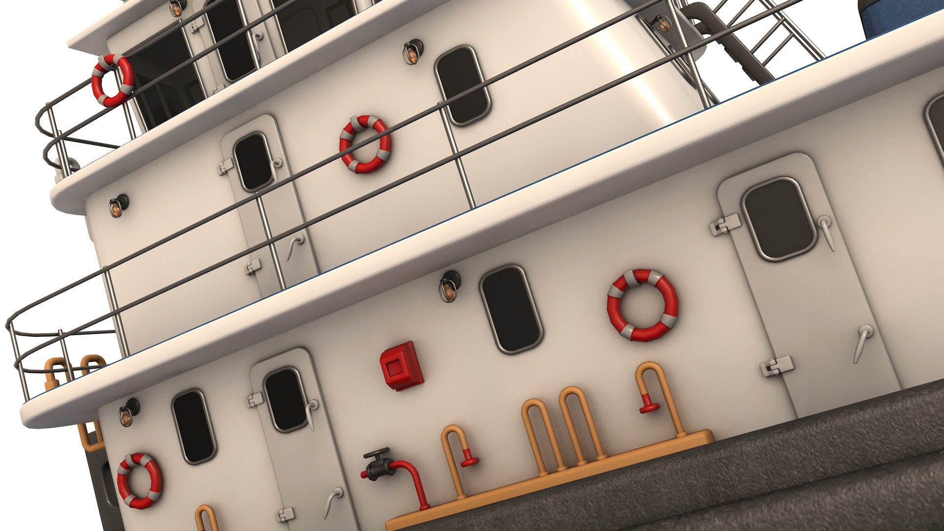 3D model Push Boat Ship with Pontoon Barge Loaded Concrete Slab ...