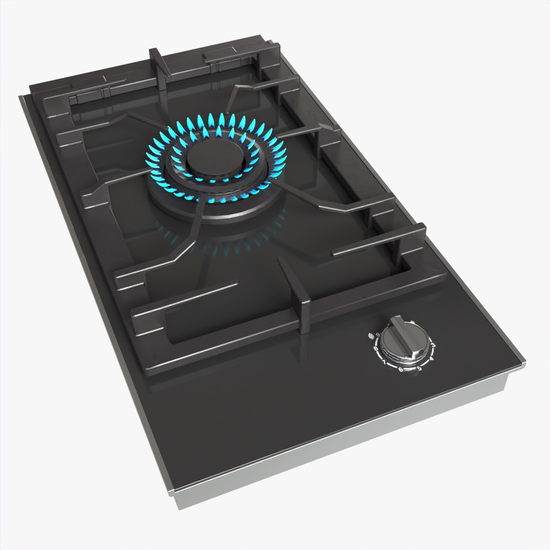 3D Gas Hob One Burner Glass Black Model - TurboSquid 2027548