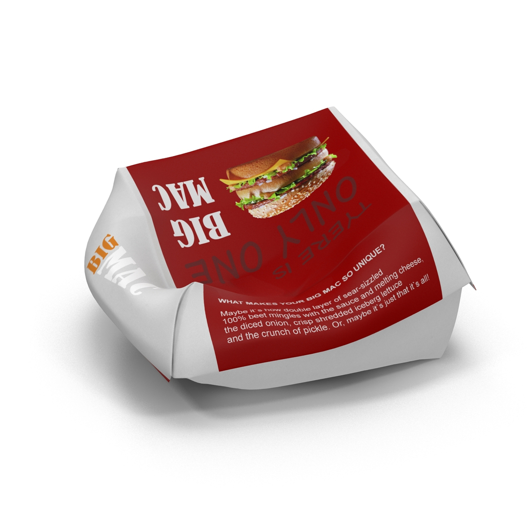 3d Crumpled Burger Box Big Model
