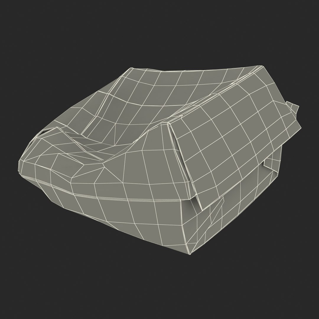 3d crumpled burger box big model