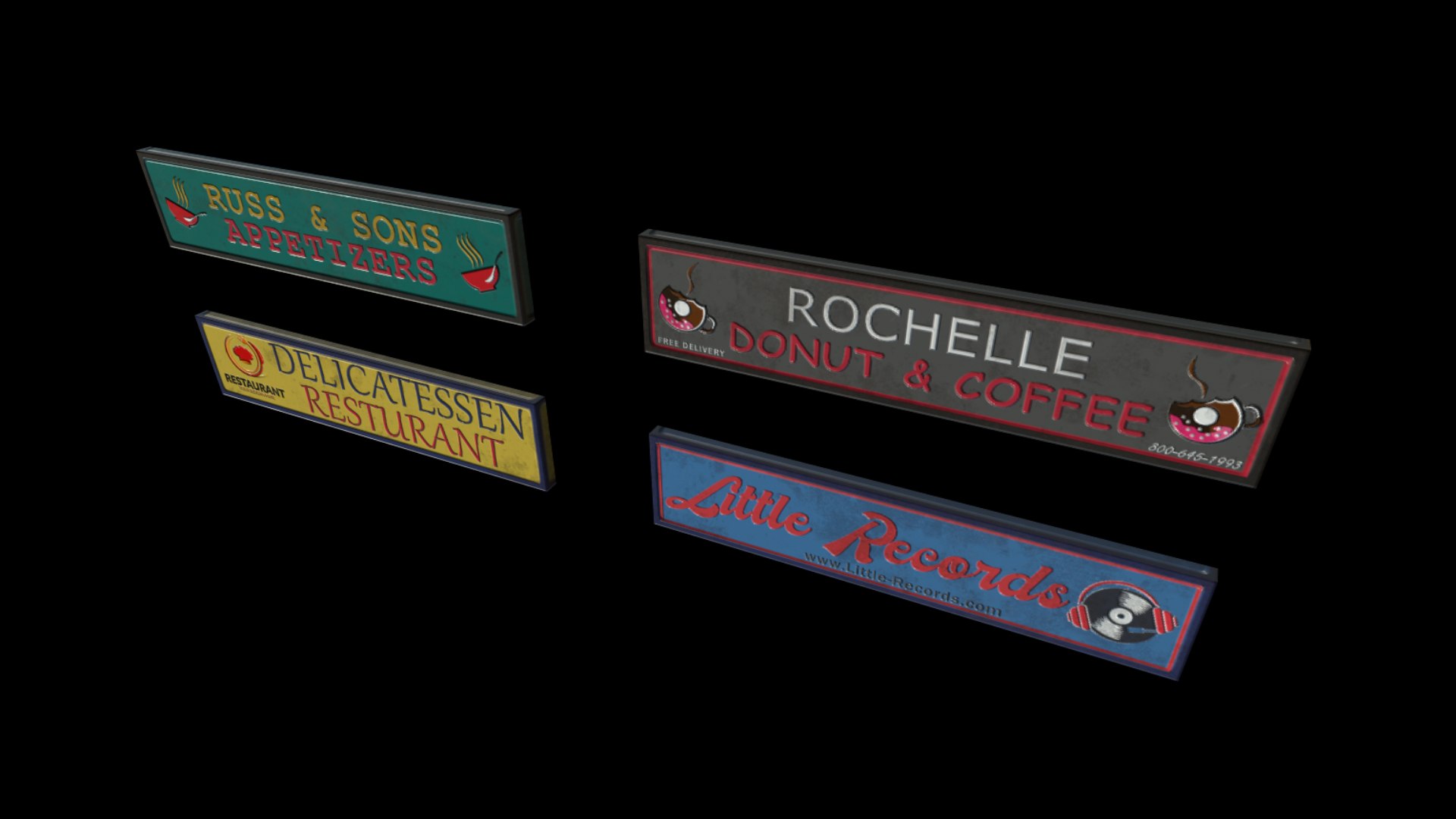 Shop Signs Pack 3D Model - TurboSquid 2109095