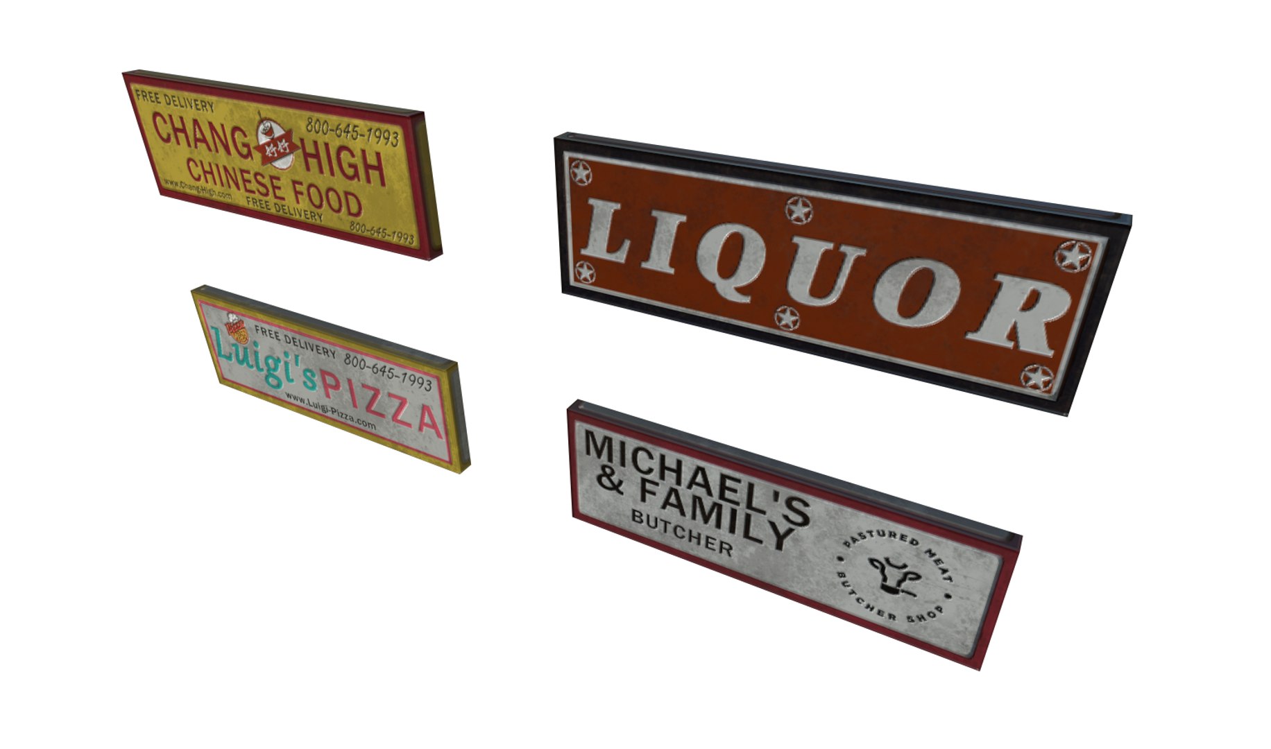 Shop Signs Pack 3D Model - TurboSquid 2109095