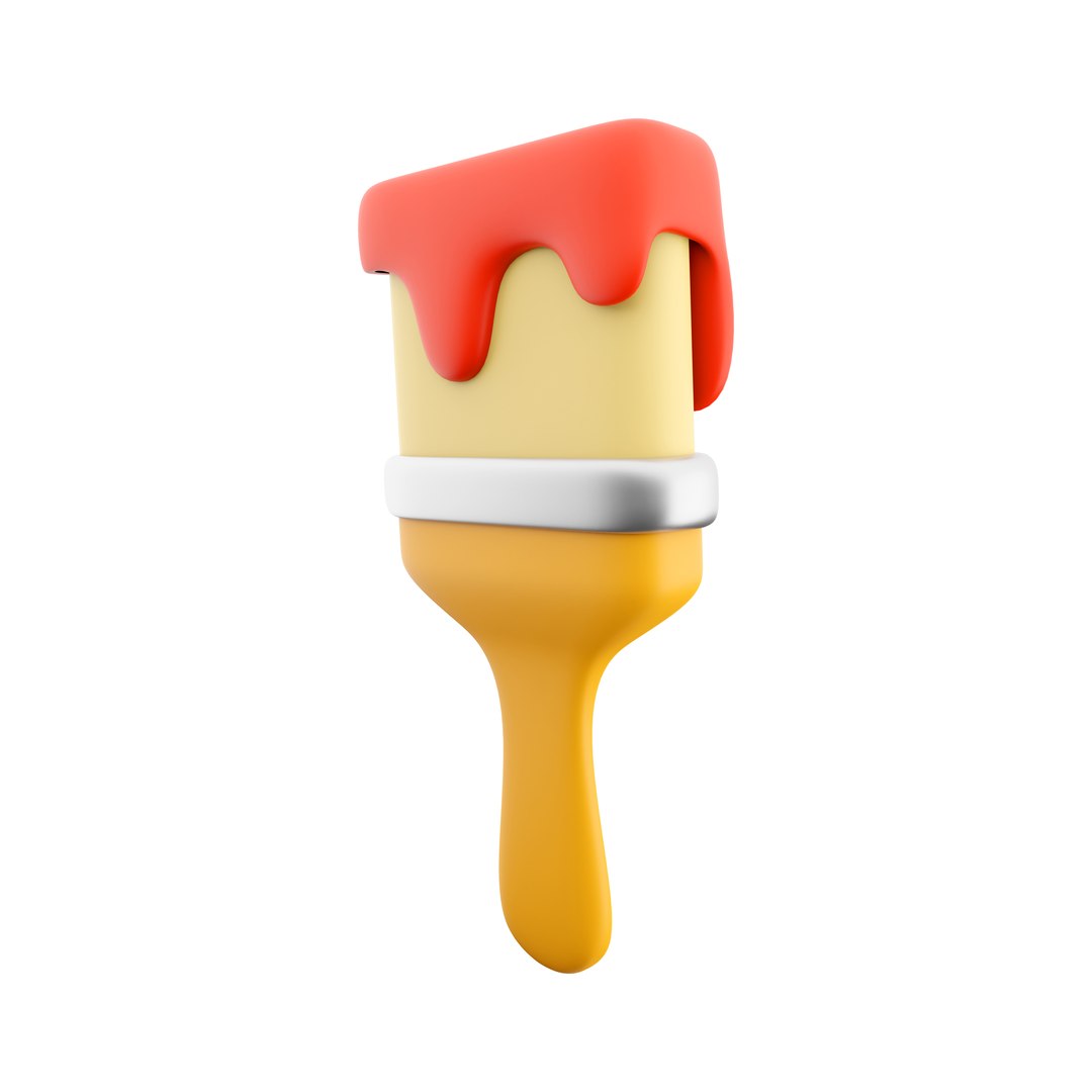 3d Paint Brush Icon 3D Model - TurboSquid 2066419