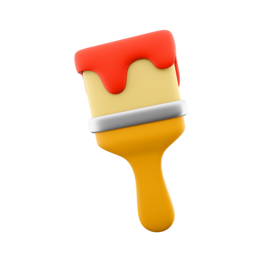 3d Paint Brush Icon 3D Model - TurboSquid 2066419