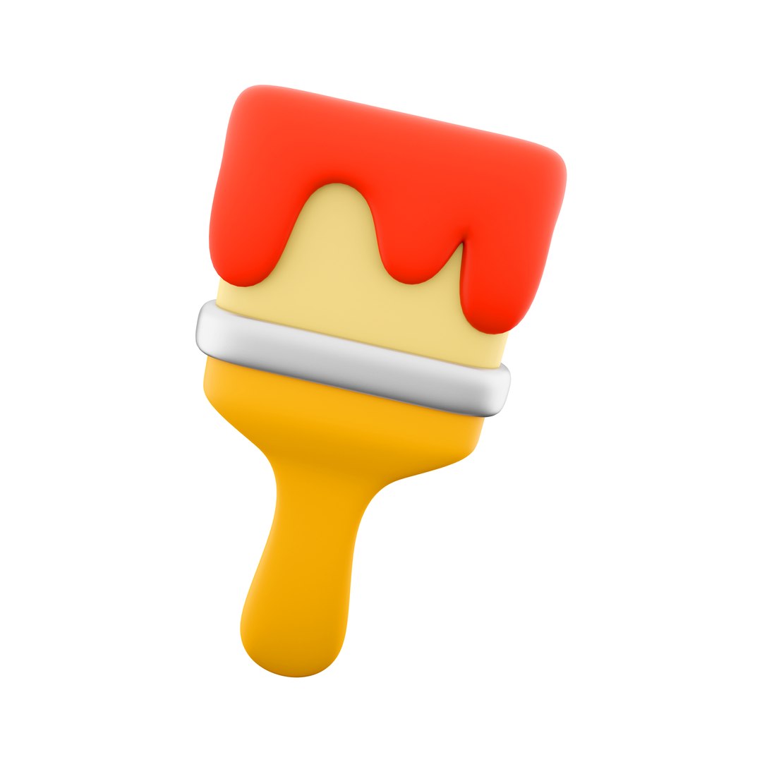 3d Paint Brush Icon 3D Model - TurboSquid 2066419