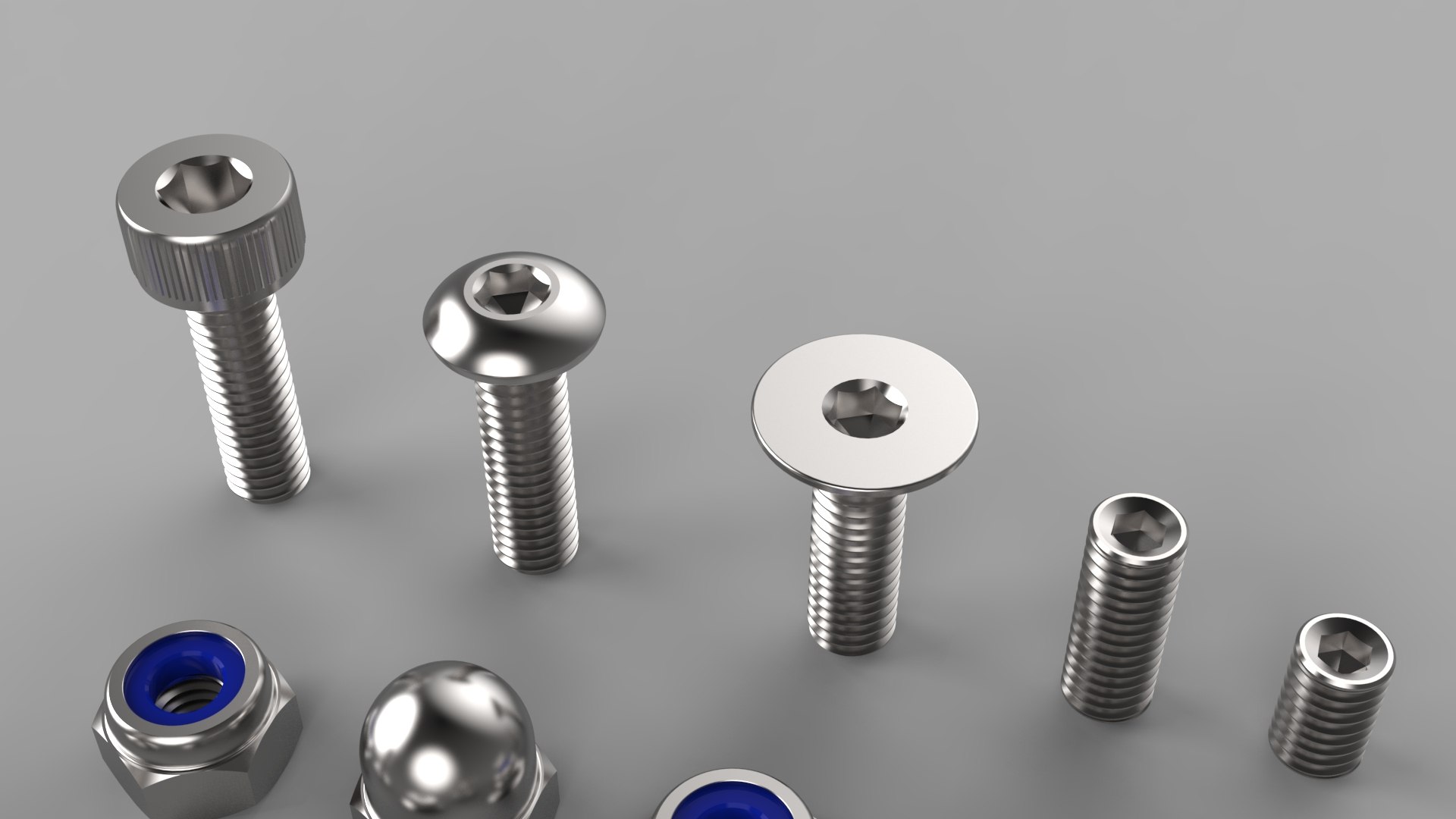 M3 Bolts Nuts Set 3D Model - TurboSquid 1641032