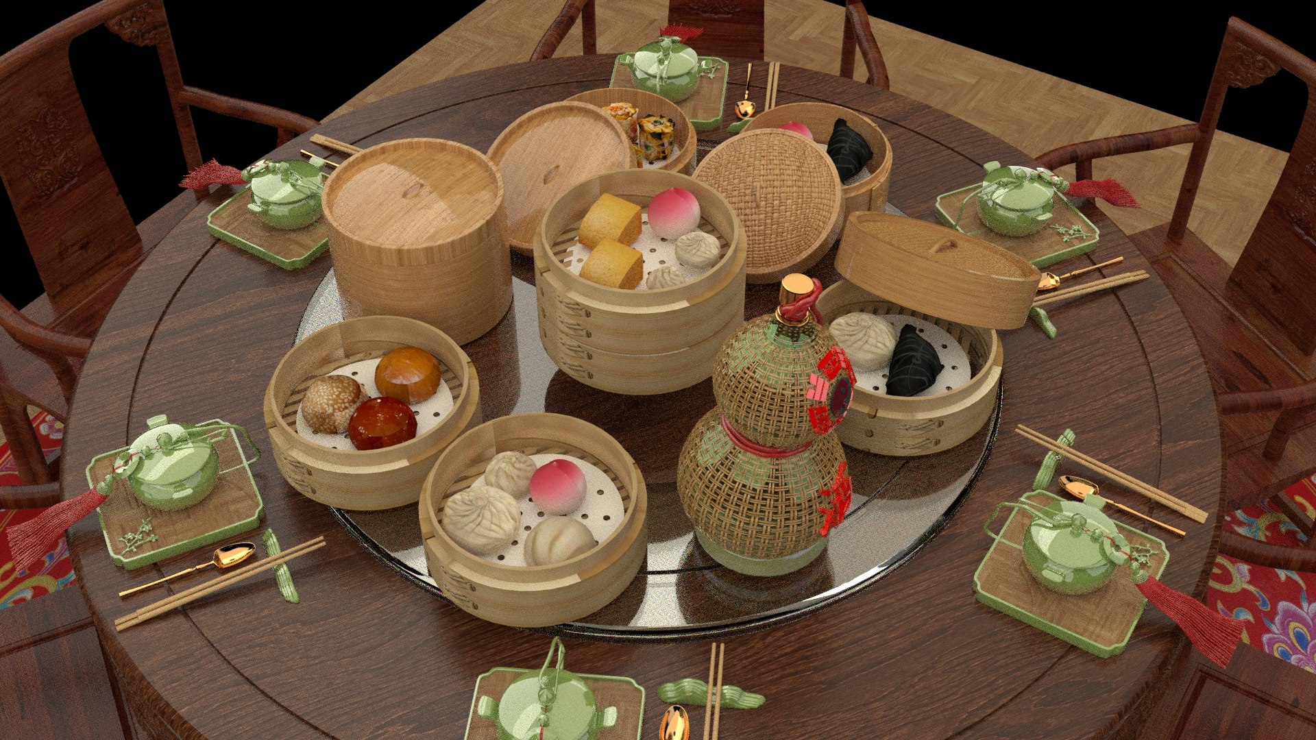 Chinese Dim Sum 3D Model - TurboSquid 2205554
