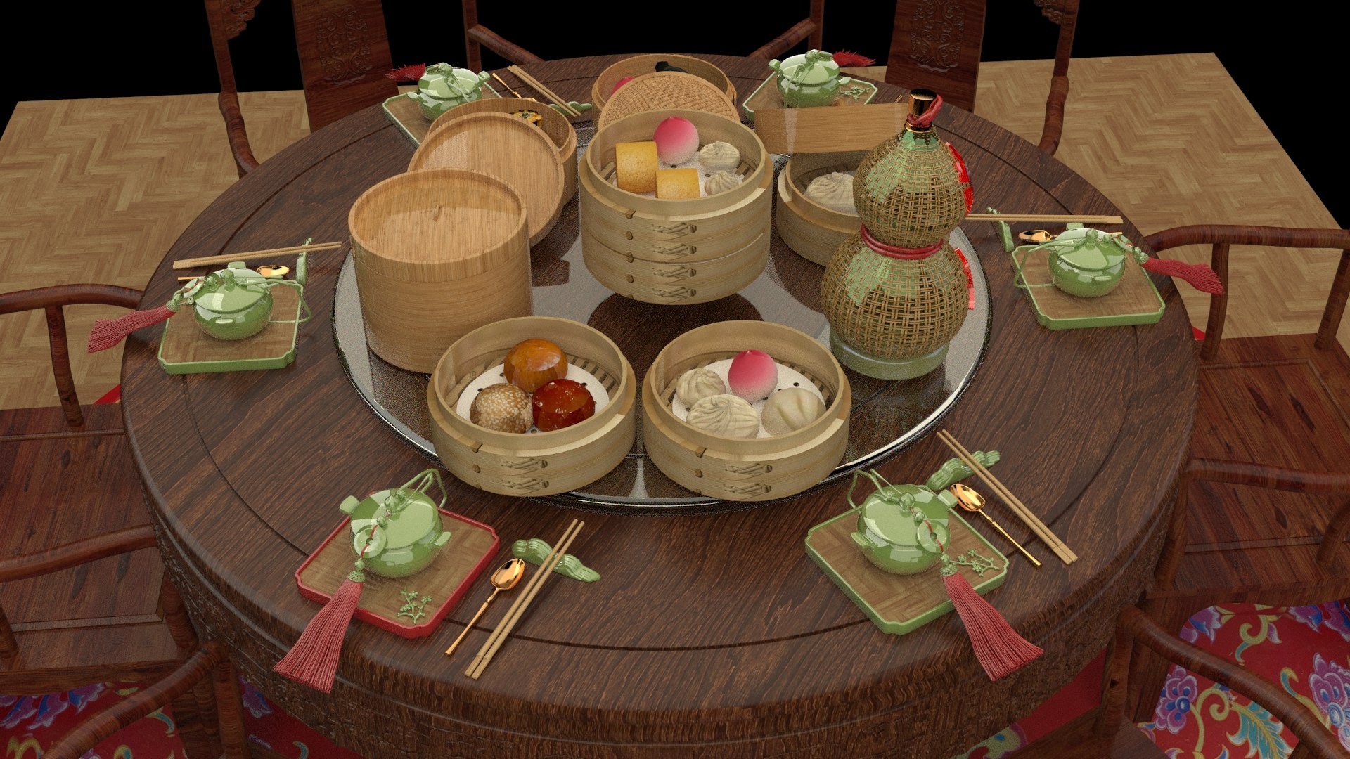 Chinese Dim Sum 3D Model - TurboSquid 2205554