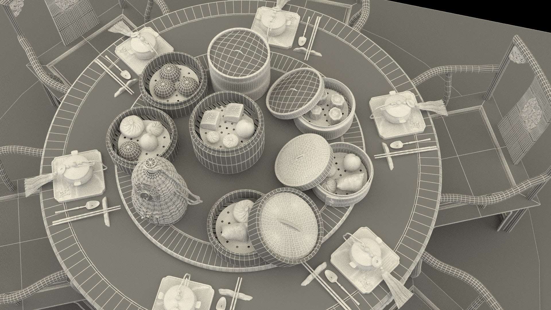Chinese Dim Sum 3D Model - TurboSquid 2205554