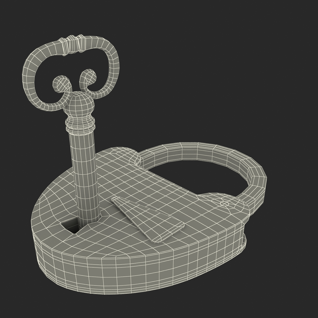 3d Antique Key Padlock Model