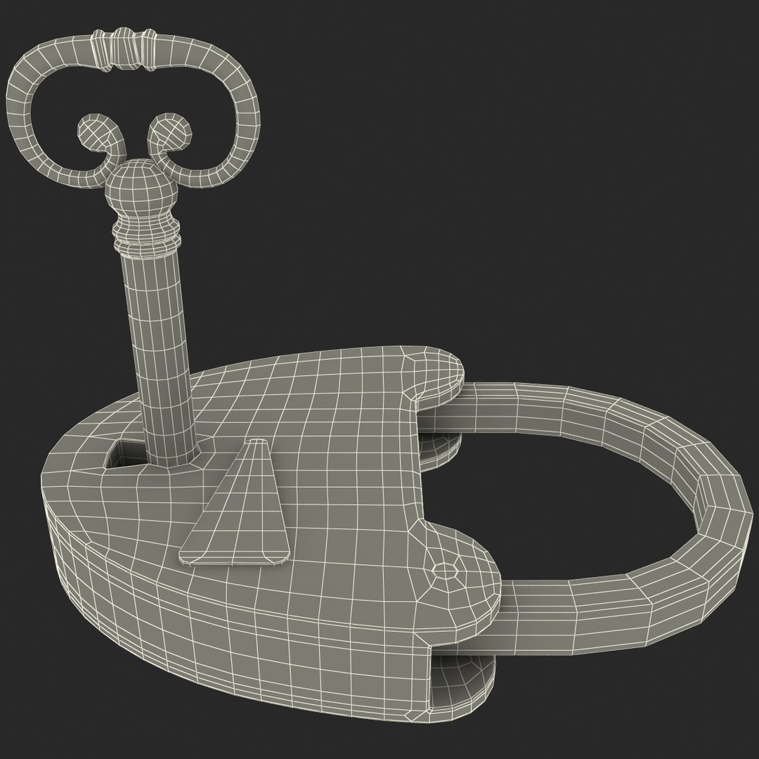 3d Antique Key Padlock Model