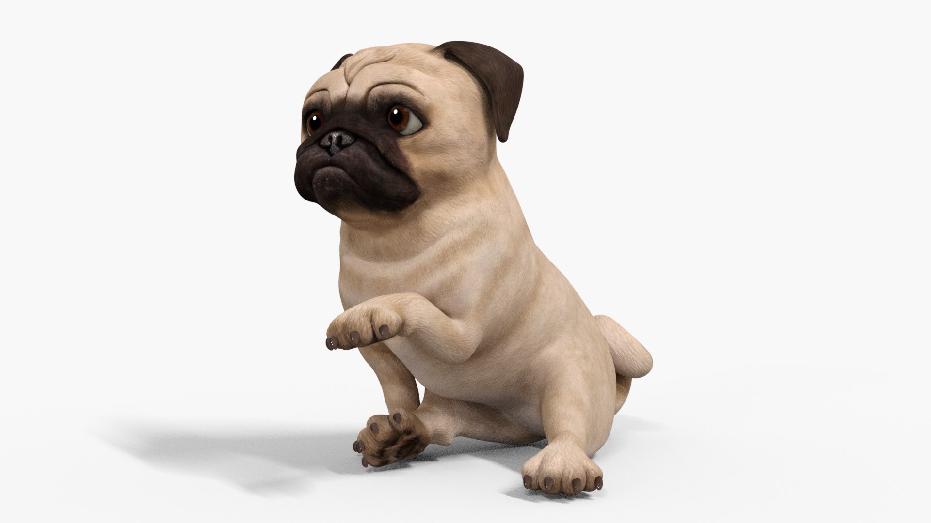 3D Pug Dog Toon Rigged Low-poly 3D Model - TurboSquid 2373943