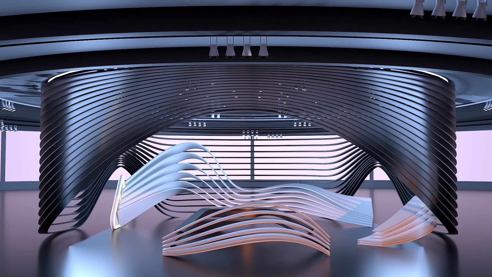 Futuristic Exhibition Stand I Model - TurboSquid 2225323