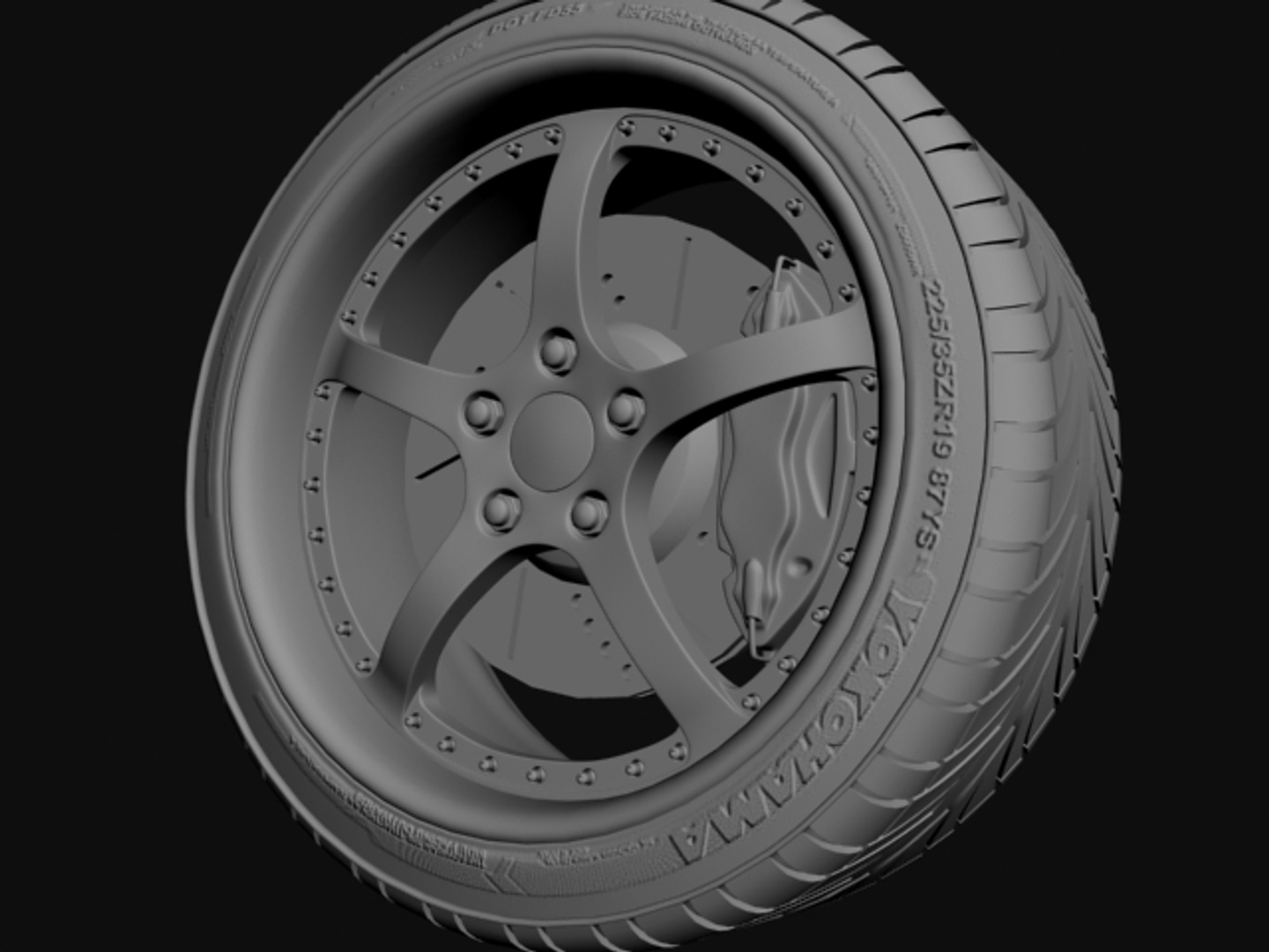 3d model rim tire sports car