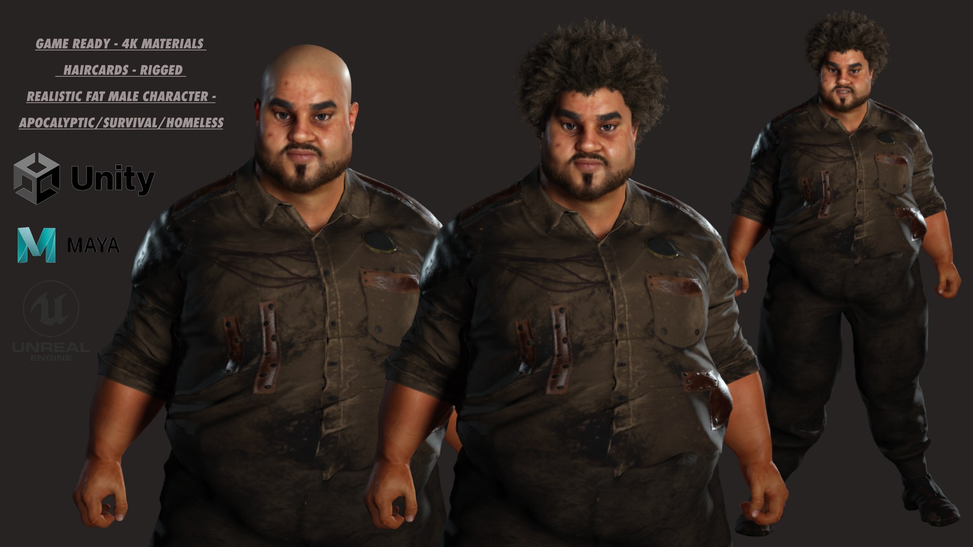 AAA 3D FAT BLACK MAN SURVIVOR Or HOMELESS - REALISTIC CHARACTER 3D ...