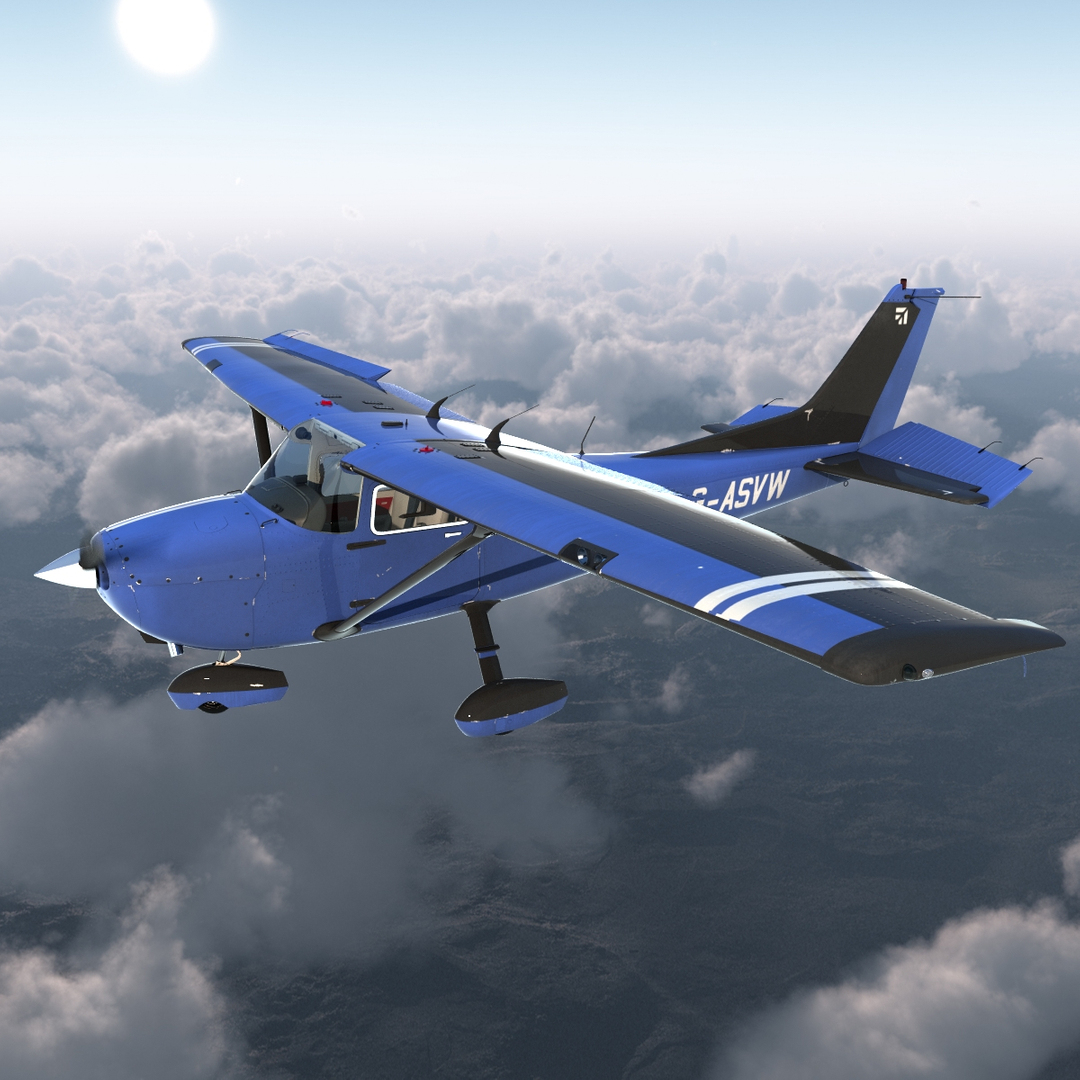 3d model cessna 172 blue