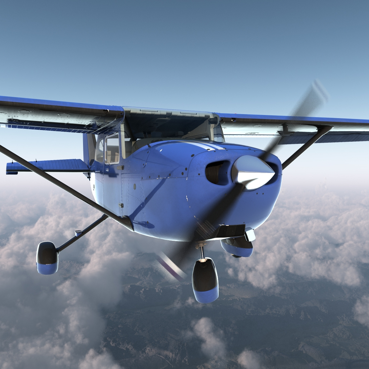 3d model cessna 172 blue