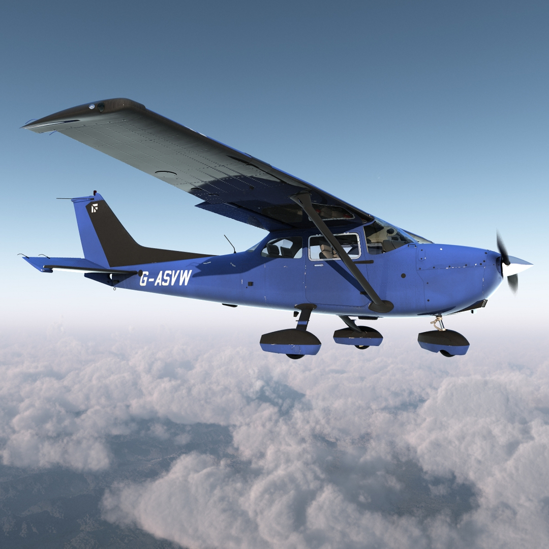 3d model cessna 172 blue