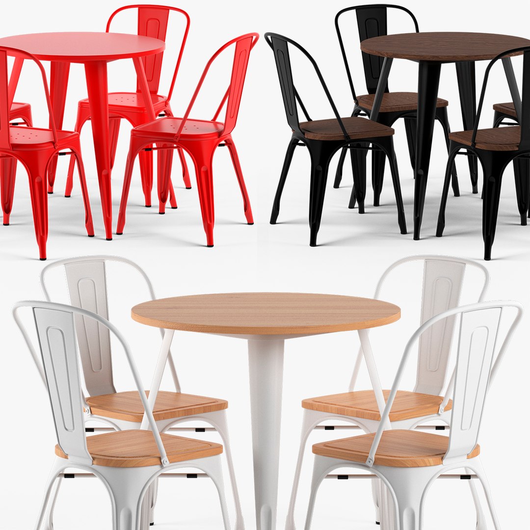 TOLIX Chairs And Table 3D - TurboSquid 1878682