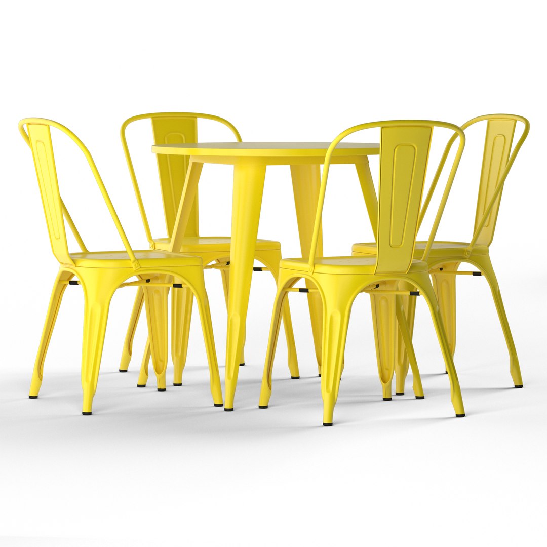 TOLIX Chairs And Table 3D - TurboSquid 1878682