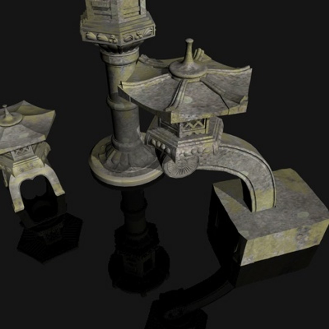 3d Model Of Japanese 3 Latern Lamp