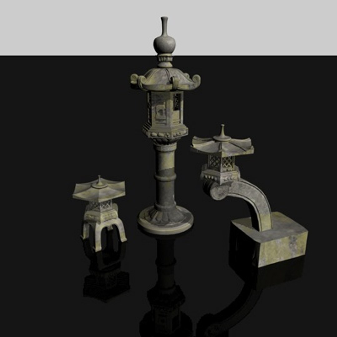 3d Model Of Japanese 3 Latern Lamp