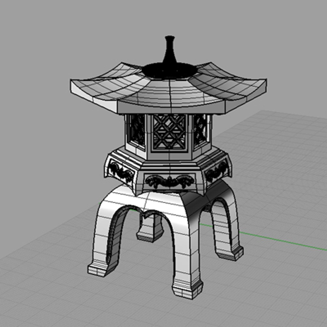 3d Model Of Japanese 3 Latern Lamp