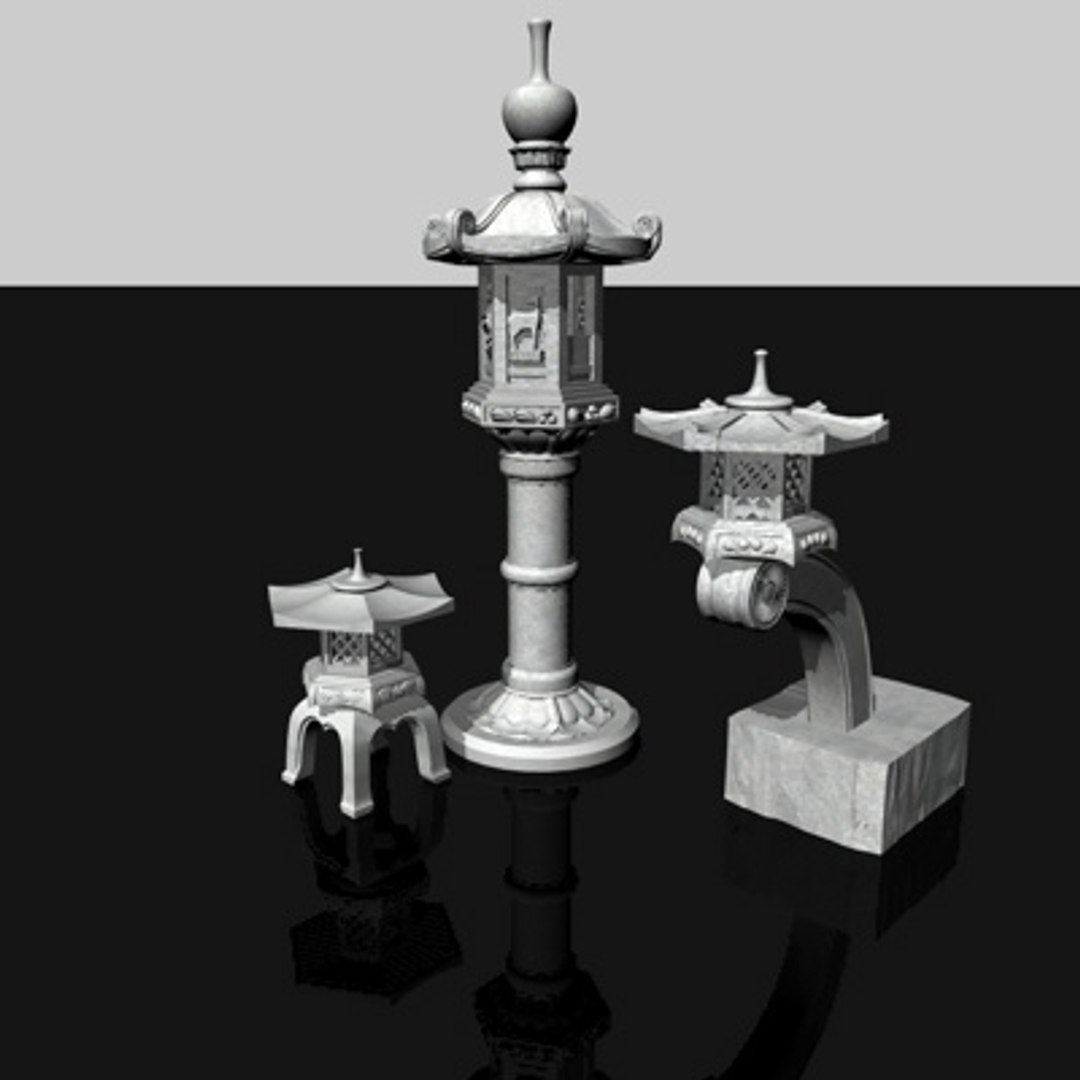 3d Model Of Japanese 3 Latern Lamp