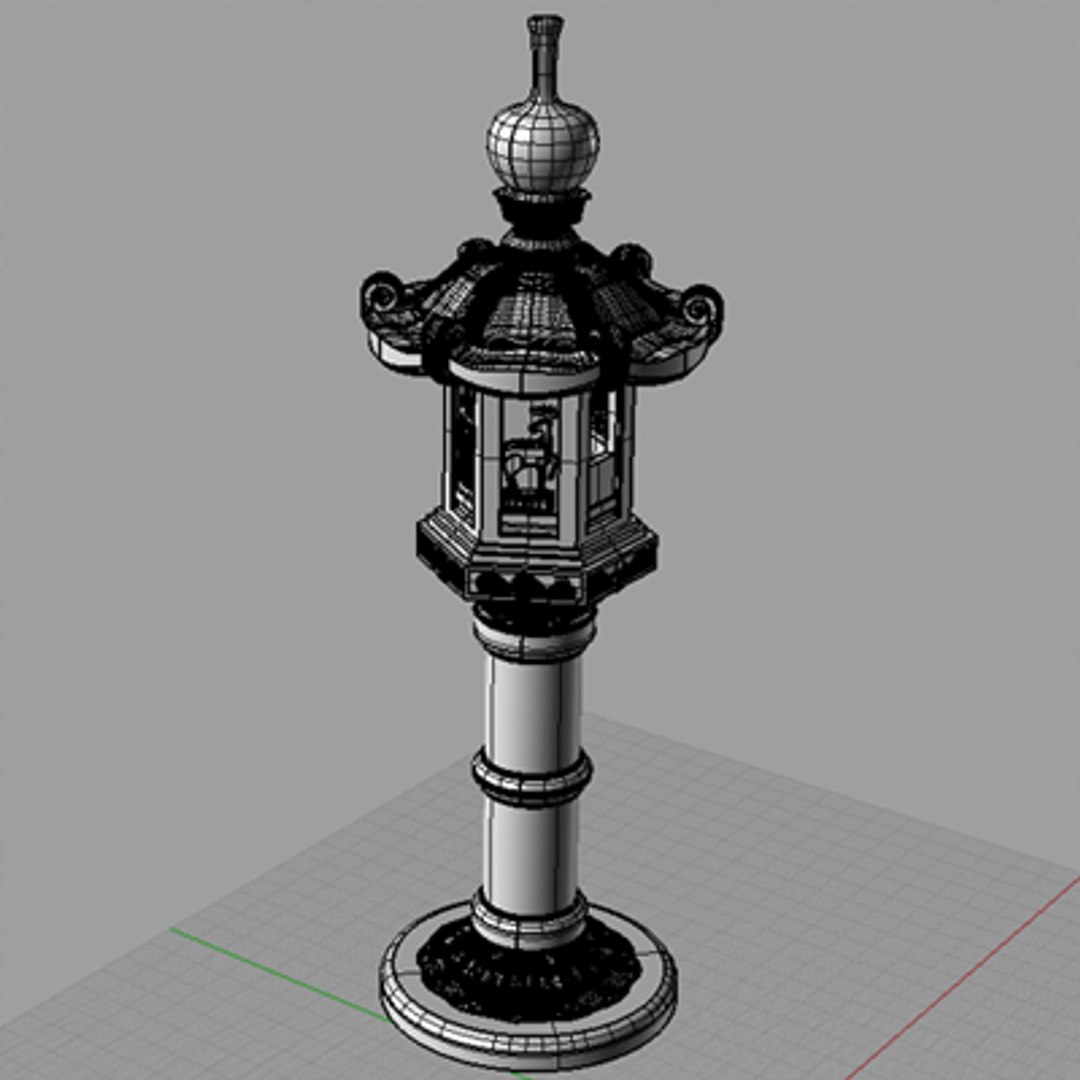 3d Model Of Japanese 3 Latern Lamp