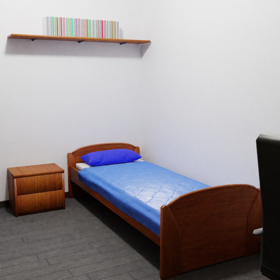 3D small single bedroom bed - TurboSquid 1635253