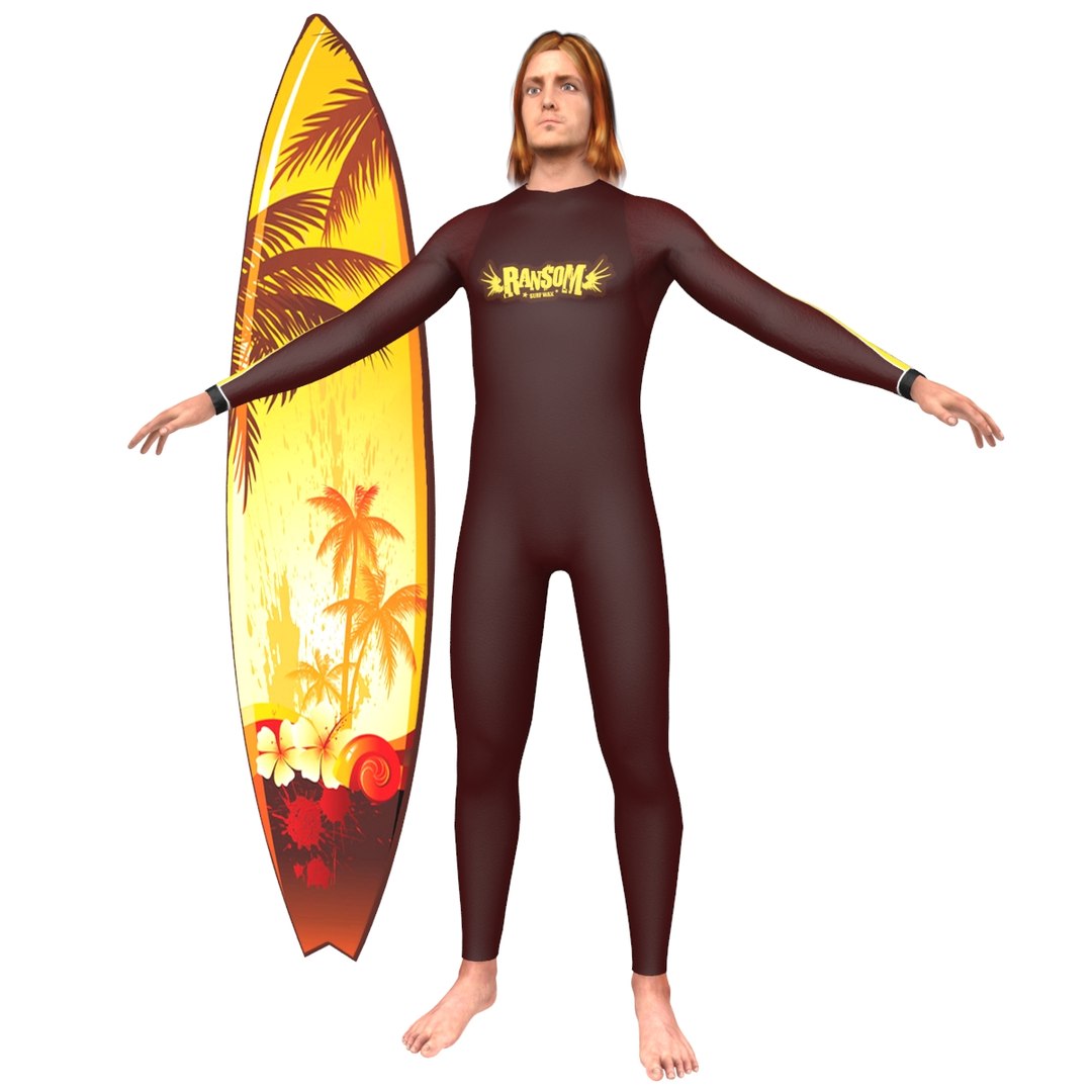 3D Surfer Surfing Man Model - TurboSquid 1282760