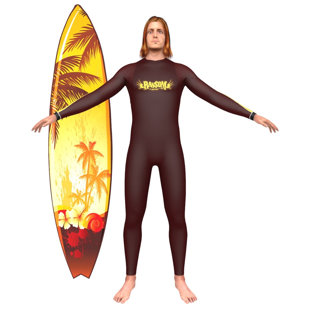 3D Surfer Surfing Man Model - TurboSquid 1282760