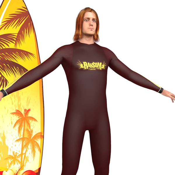 3D surfer surfing man model - TurboSquid 1282760