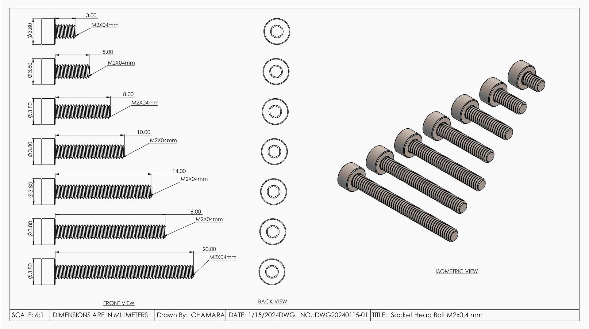 SOCKET HEAD CAP SCREW M2 3D model - TurboSquid 2177025