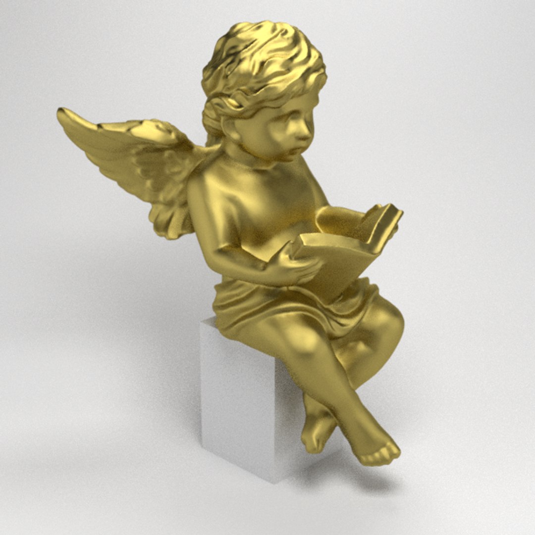 3d Statue Angel Book Model