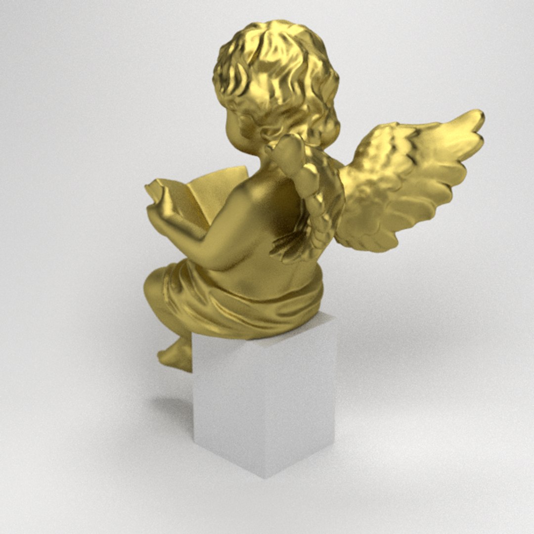 3d Statue Angel Book Model