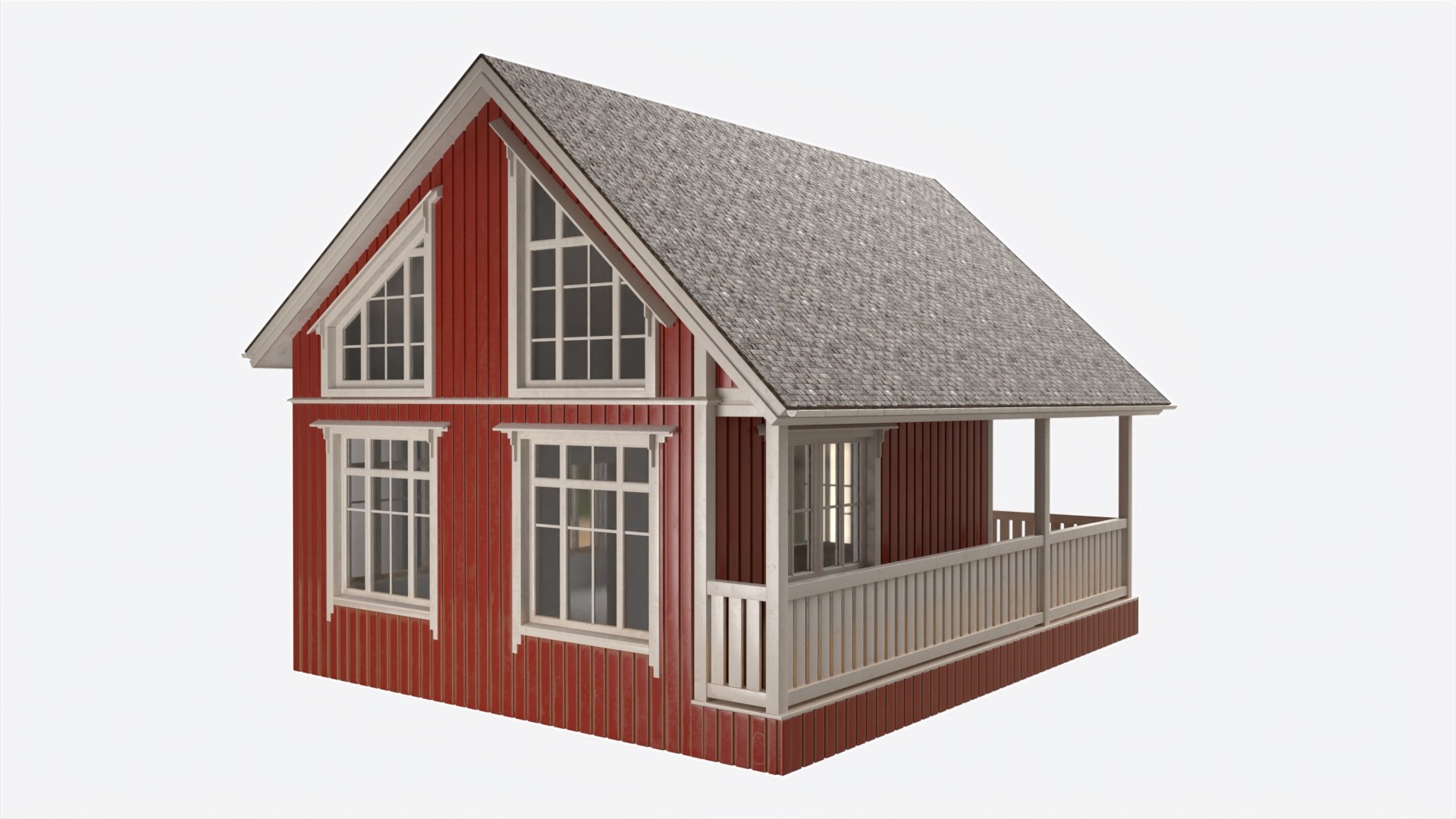 Classic Wooden Two Level House With Terrace 3D Model - TurboSquid 2055471