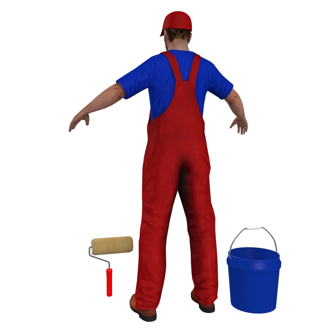 3d Rigged Paint Worker 4 Model