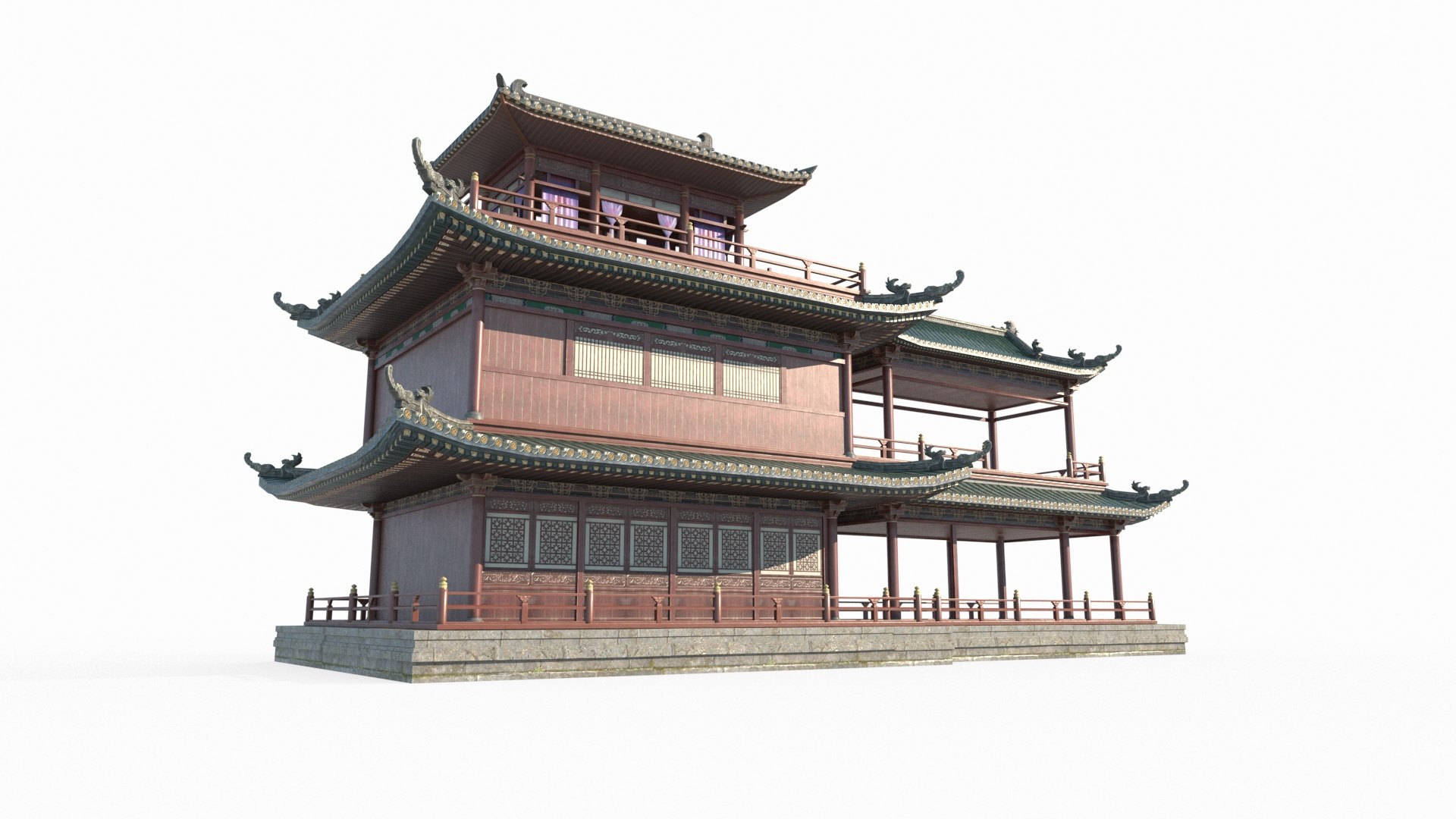 Large Houses Of Ancient Asian Architecture 3D Model - TurboSquid 2065796