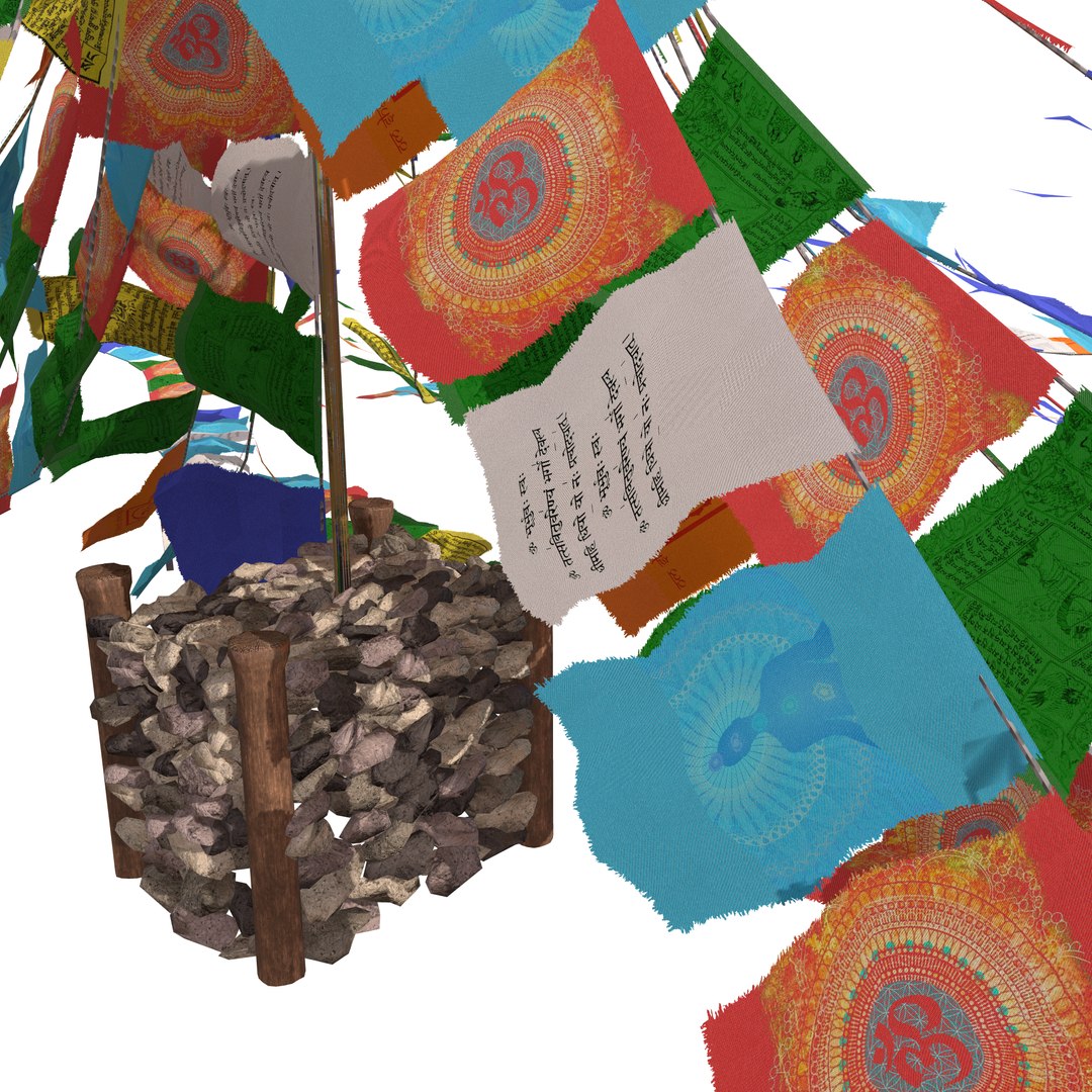 3D Model Tibet Totem Prayer Flag - TurboSquid 1646194
