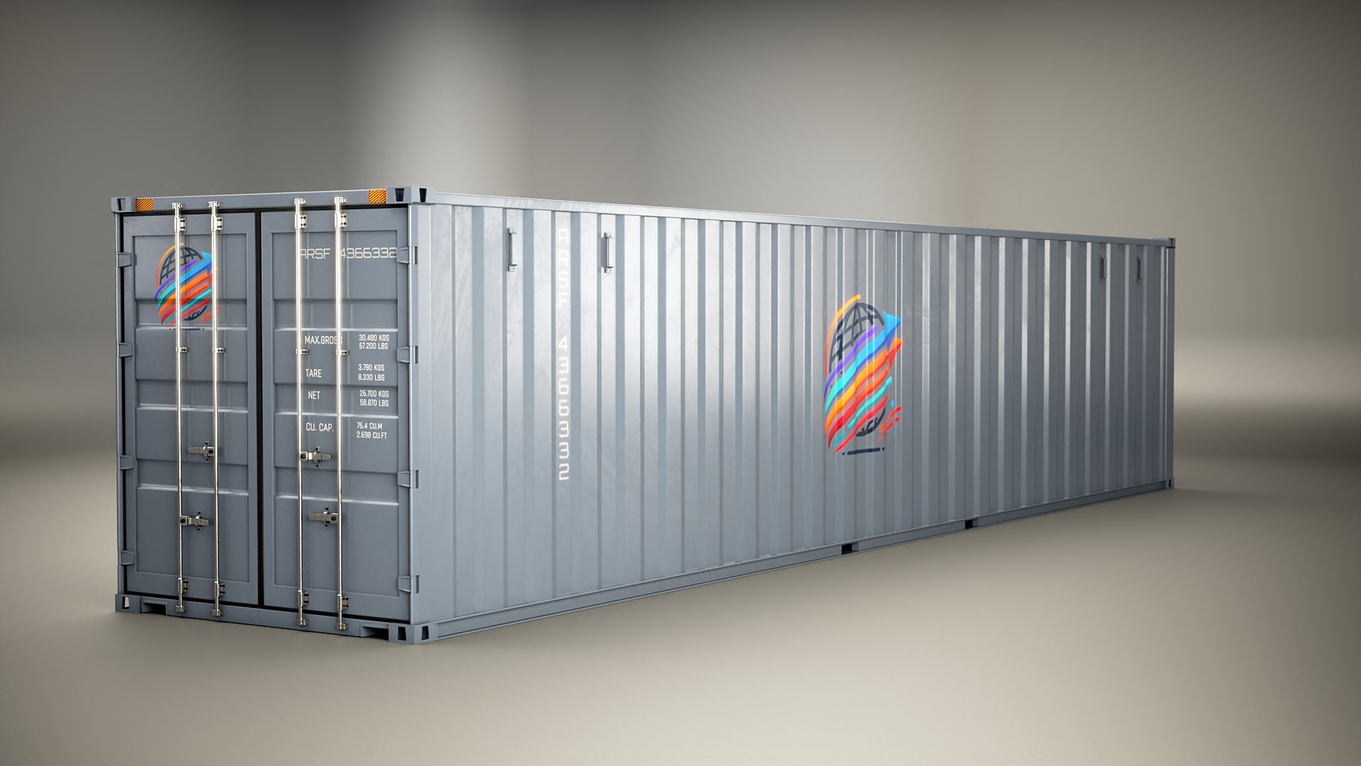 Intermodal Shipping Container 40-foot-long Grey Model - TurboSquid 2287481