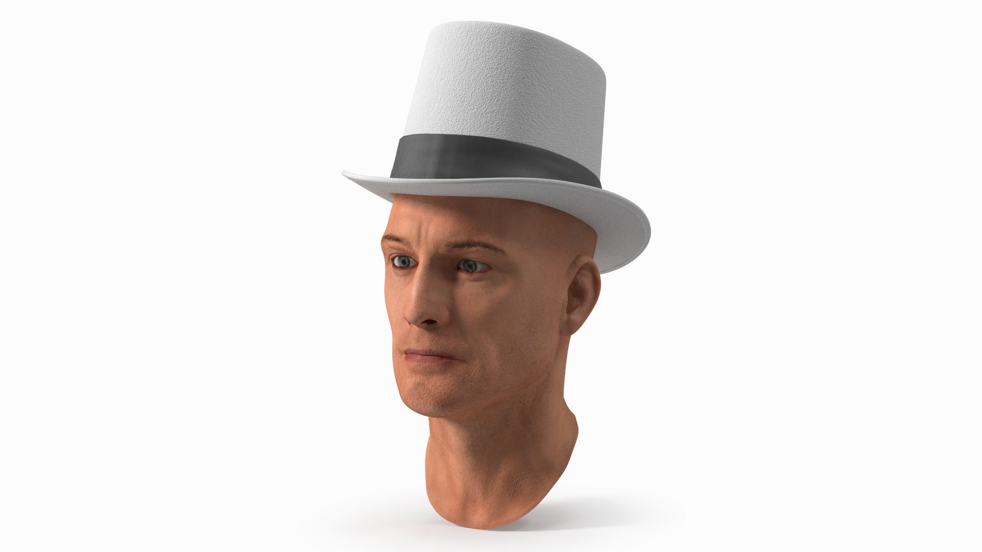 Classic Top Hat On Male Head White 3D Model - TurboSquid 2393344