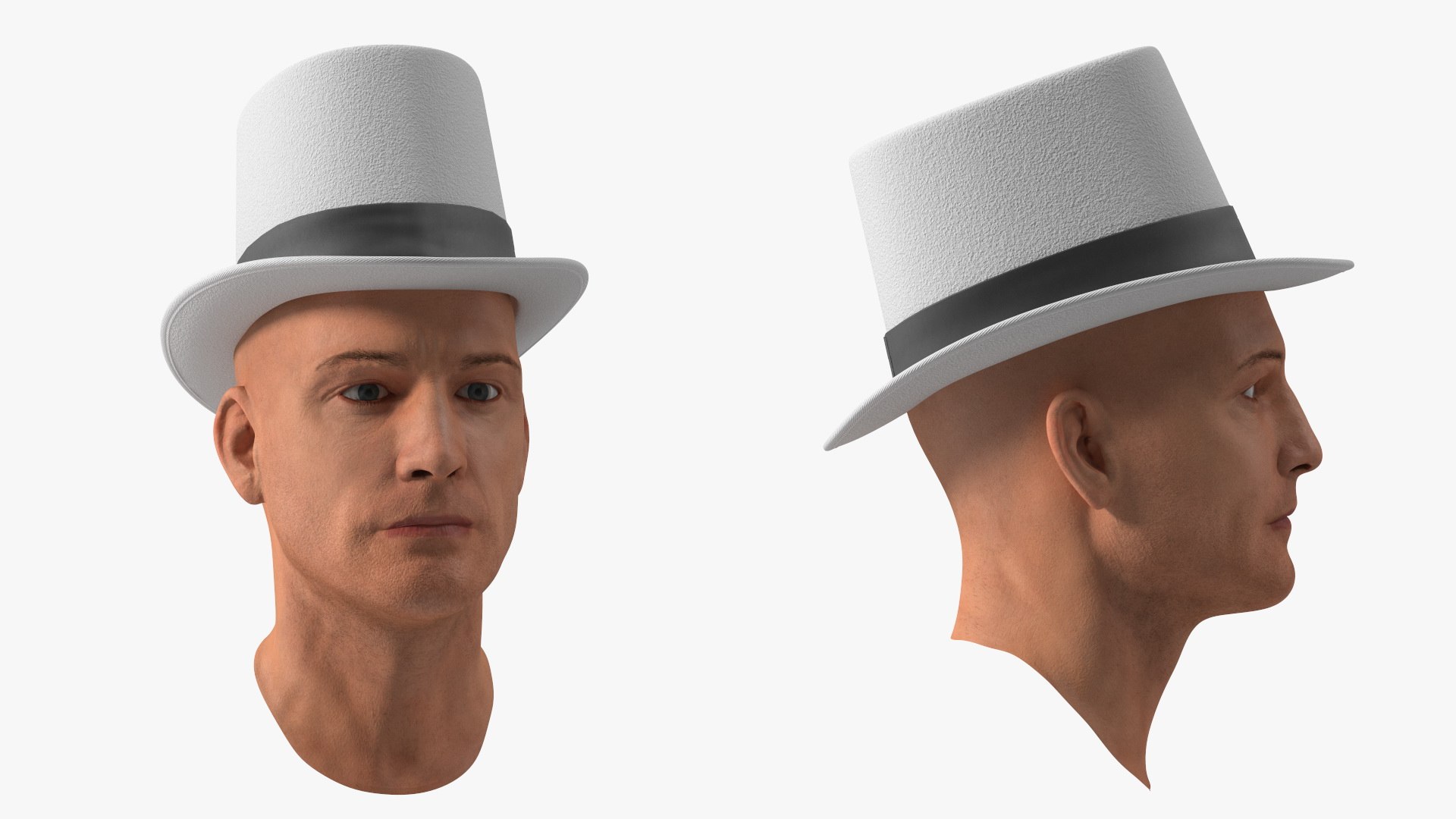 Classic Top Hat On Male Head White 3D Model - TurboSquid 2393344