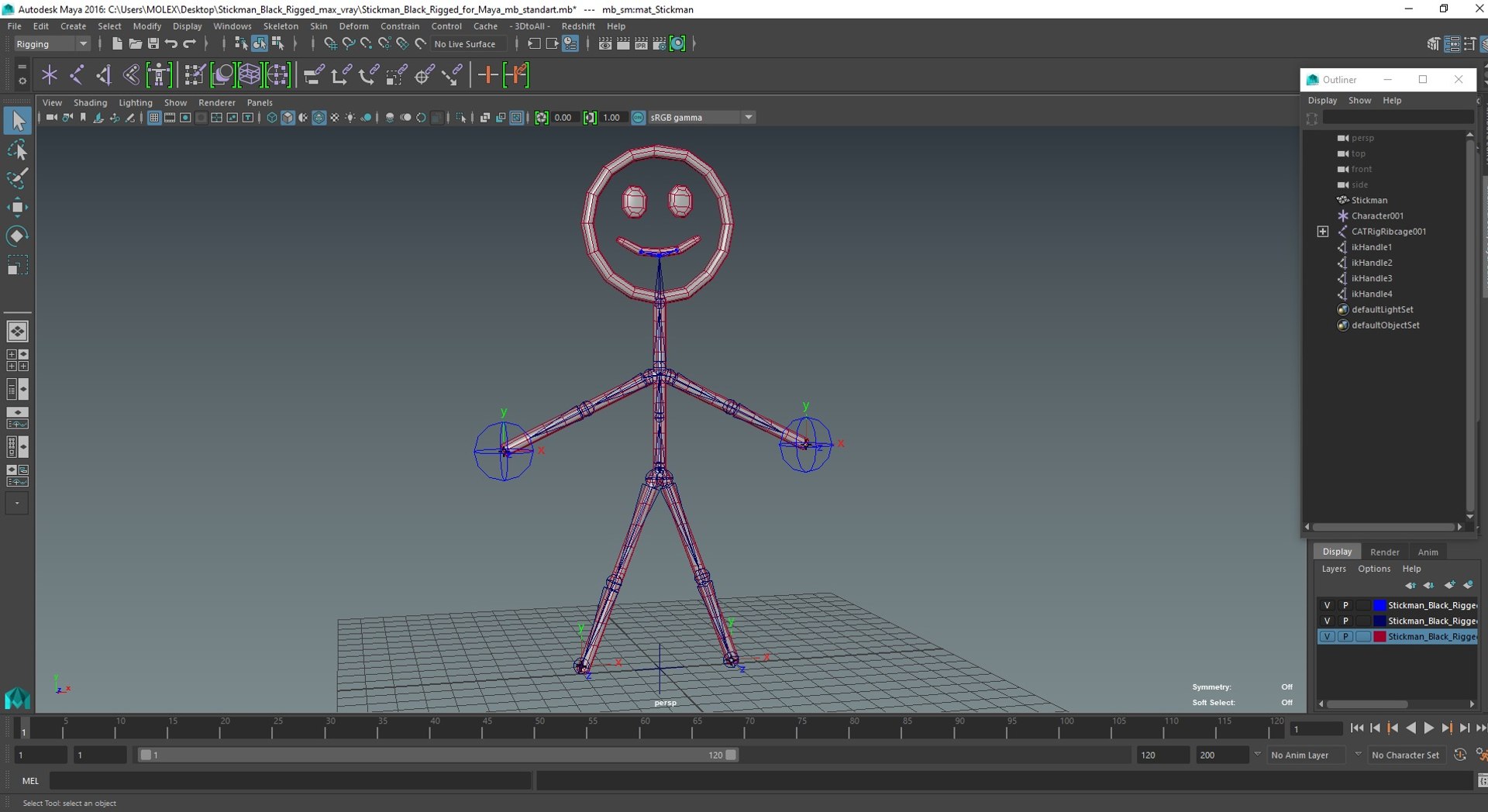 3D model Stickman Black Rigged for Maya - TurboSquid 2089081