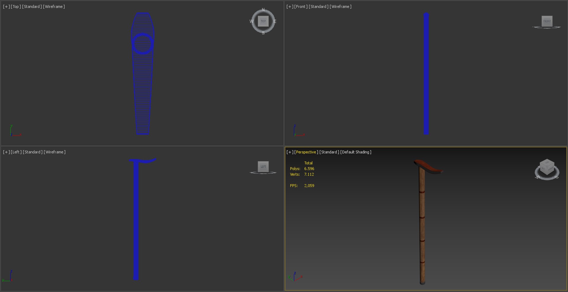 3D Model Traditional Wooden Cane - TurboSquid 2314292