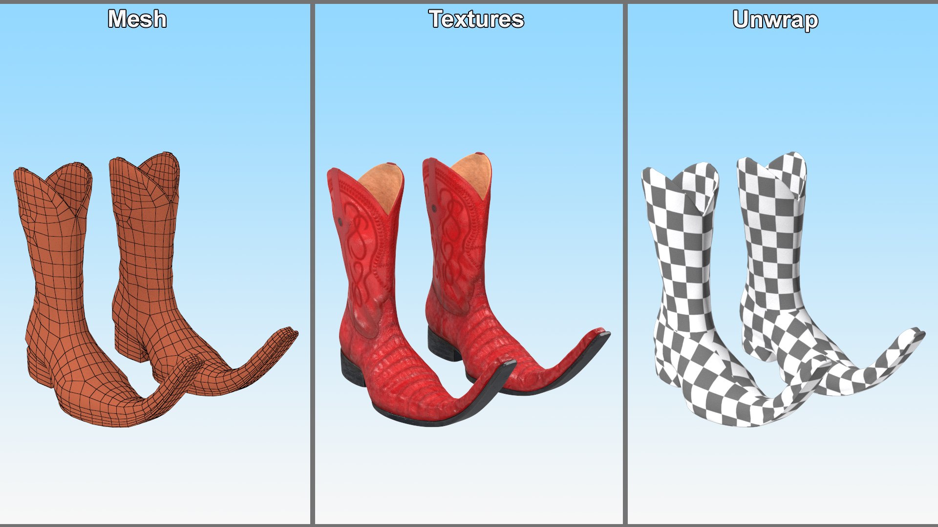 Mexican Guarachero Boots Red 3D Model - TurboSquid 2253078